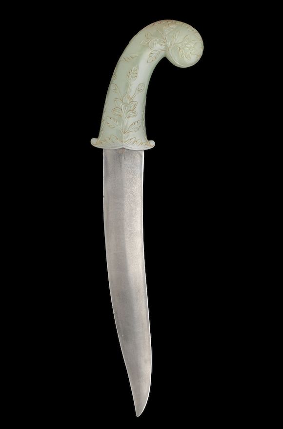 Bonhams : A Mughal jade hilted dagger (khanjar) India, 17th Century