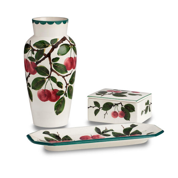 Bonhams A Wemyss Cherries Japan Vase And A Pen Tray