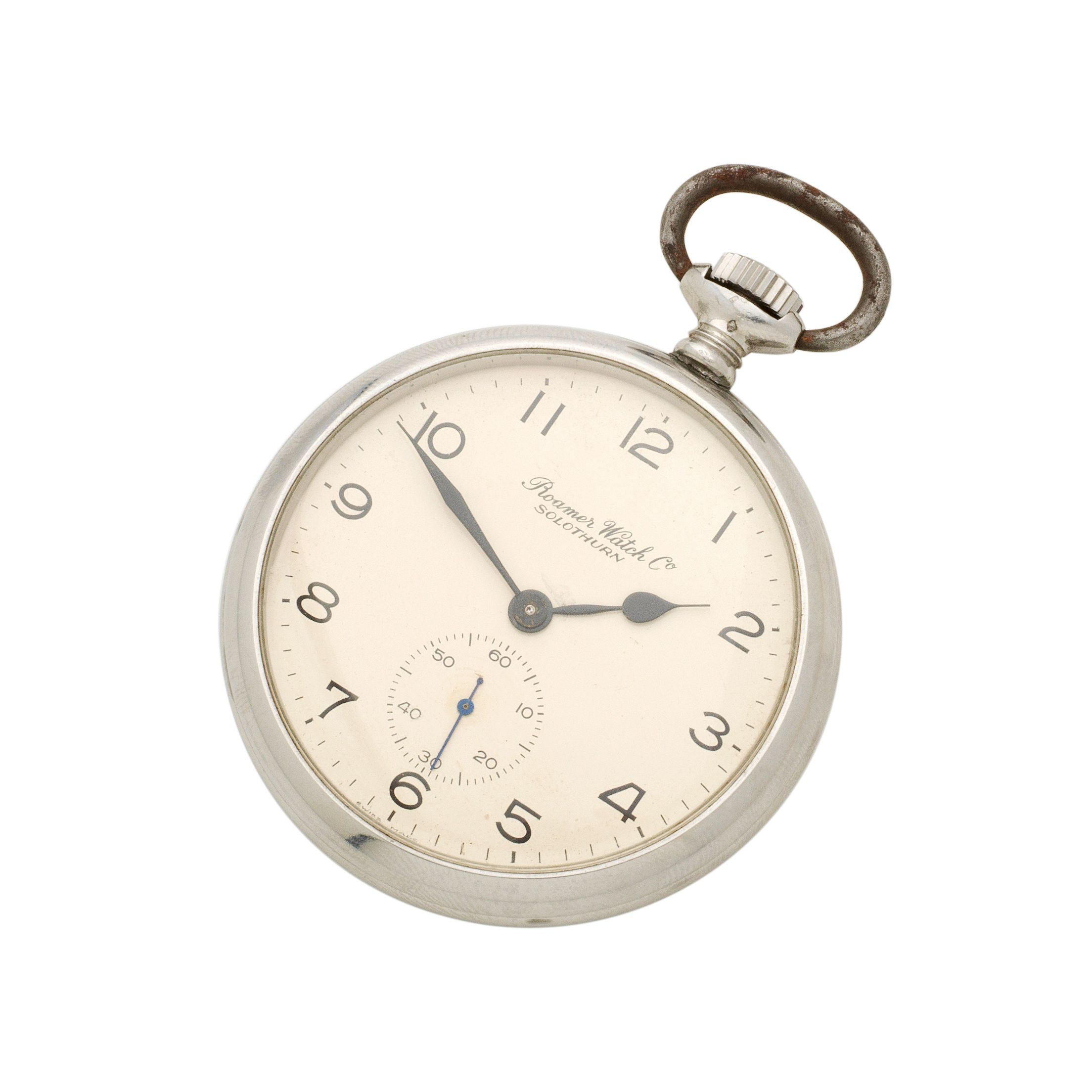 Bonhams : Roamer. A steel keyless wind open face pocket watch Circa 1950