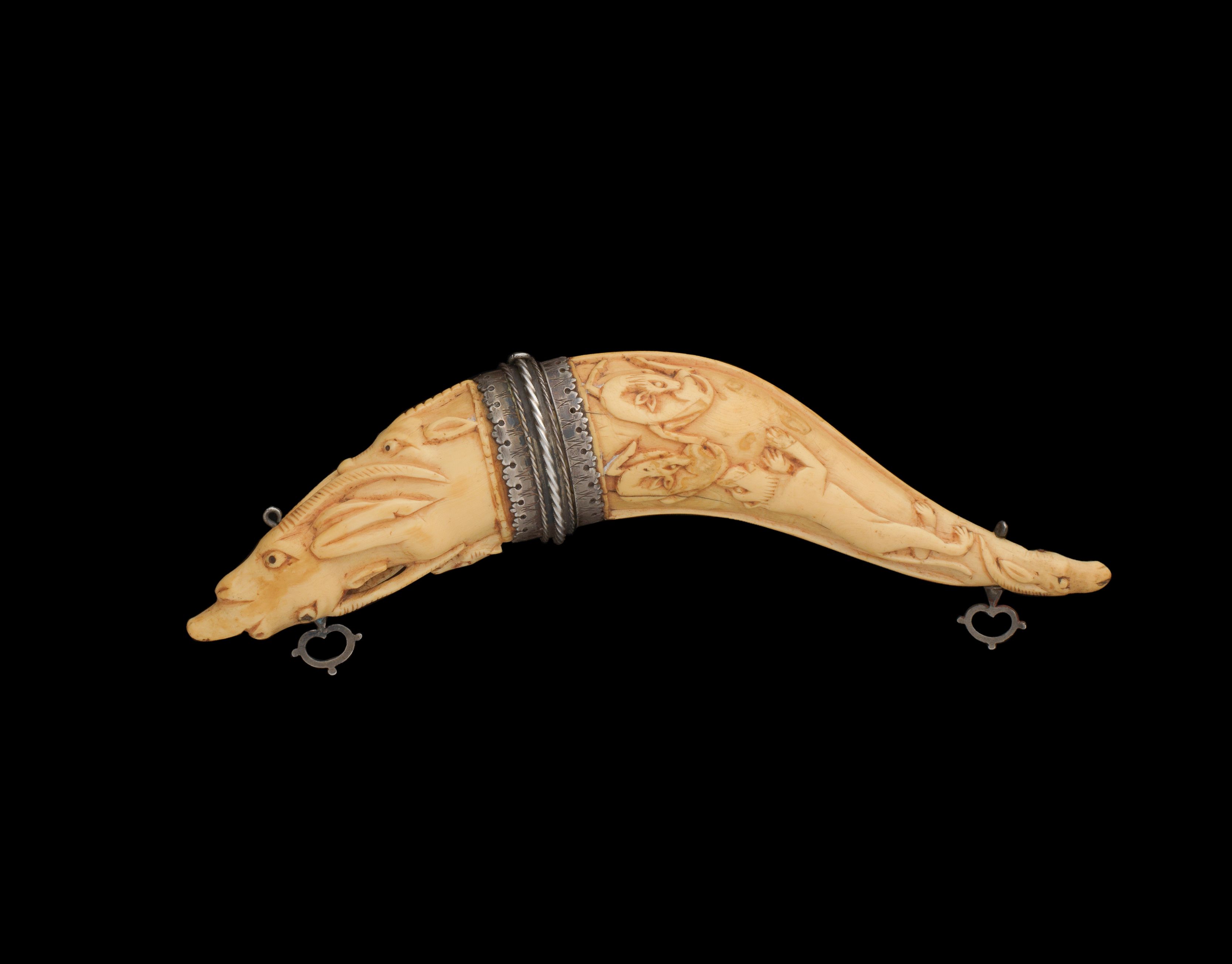 Bonhams : A Mughal silver-mounted ivory powder flask North India, 17th ...