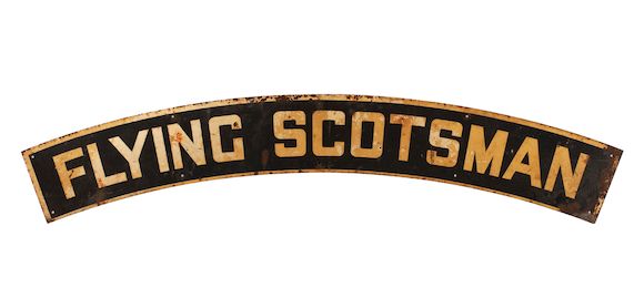 Bonhams : Of Flying Scotsman interest: a painted steel nameplate