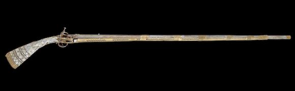 Bonhams : An Ottoman Mother-of-Pearl and ivory inlaid flintlock gun ...