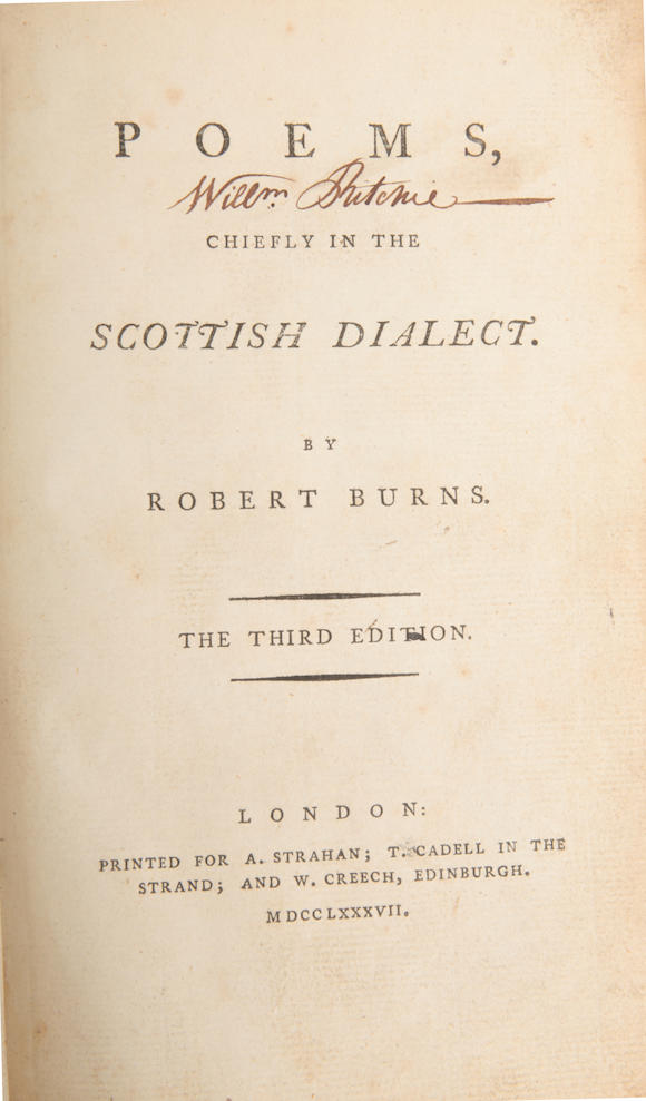 Bonhams : BURNS (ROBERT) Poems Chiefly in the Scottish Dialect, A ...