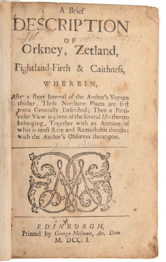 Bonhams : ORKNEY & SHETLAND [BRAND (JOHN, of Borrowstounness)] A Brief ...