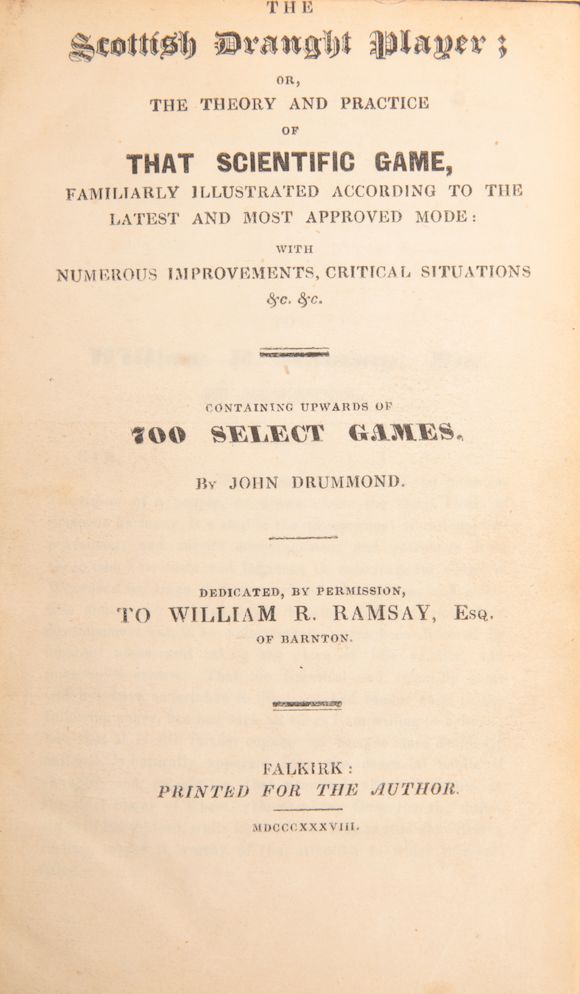 Bonhams : SCOTTISH DRAUGHTS, OR CHECKERS DRUMMOND (JOHN) The Scottish ...