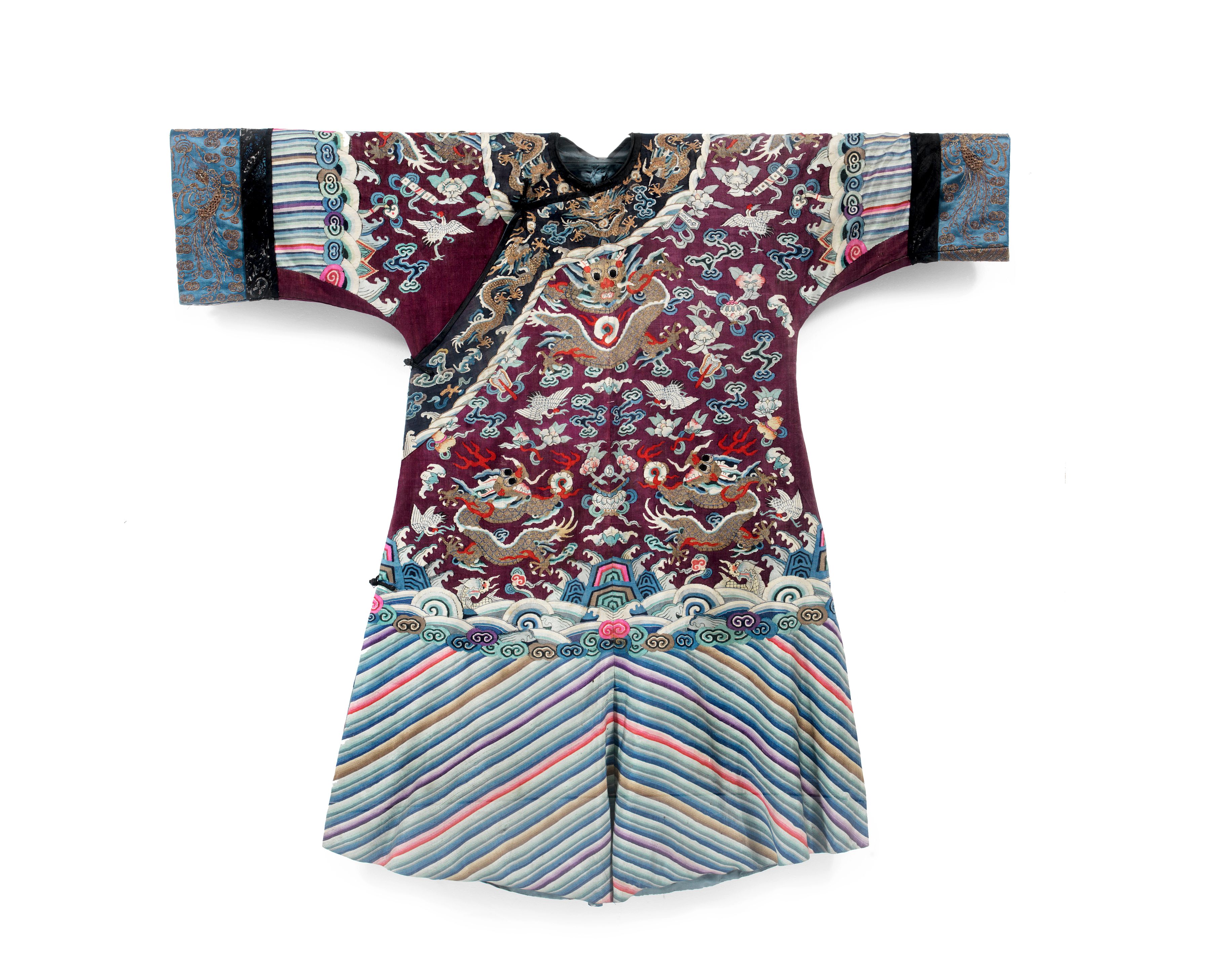 Bonhams : An aubergine ground kesi 'dragon' robe Late Qing Dynasty