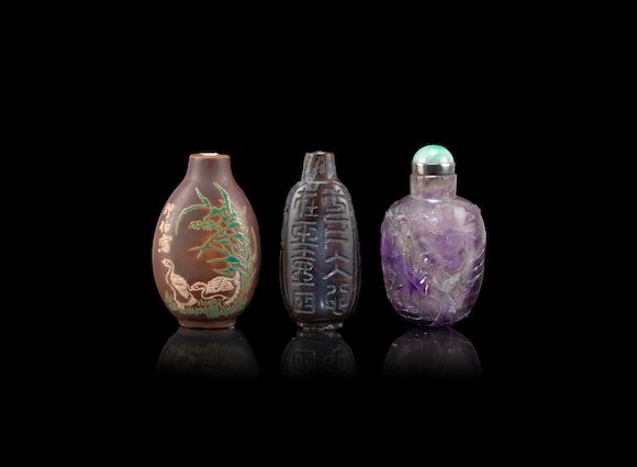 Bonhams : Three snuff bottles 19th/20th century (4)