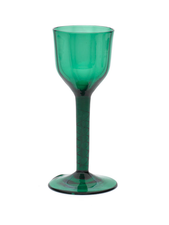 Bonhams A Rare Emerald Green Tinted Airtwist Wine Glass Circa 1750