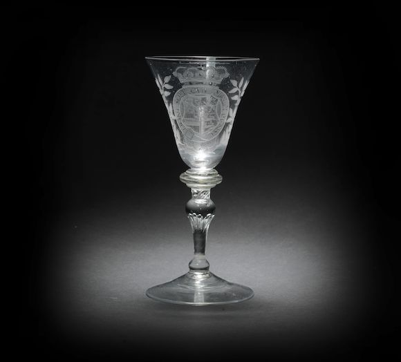 Bonhams : A Dutch engraved wine glass or goblet possibly by Jacob Sang ...