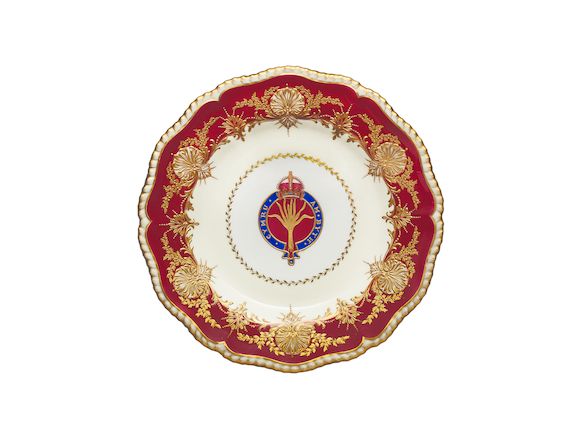 Bonhams : A Royal Worcester plate from the Guards Service for the ...