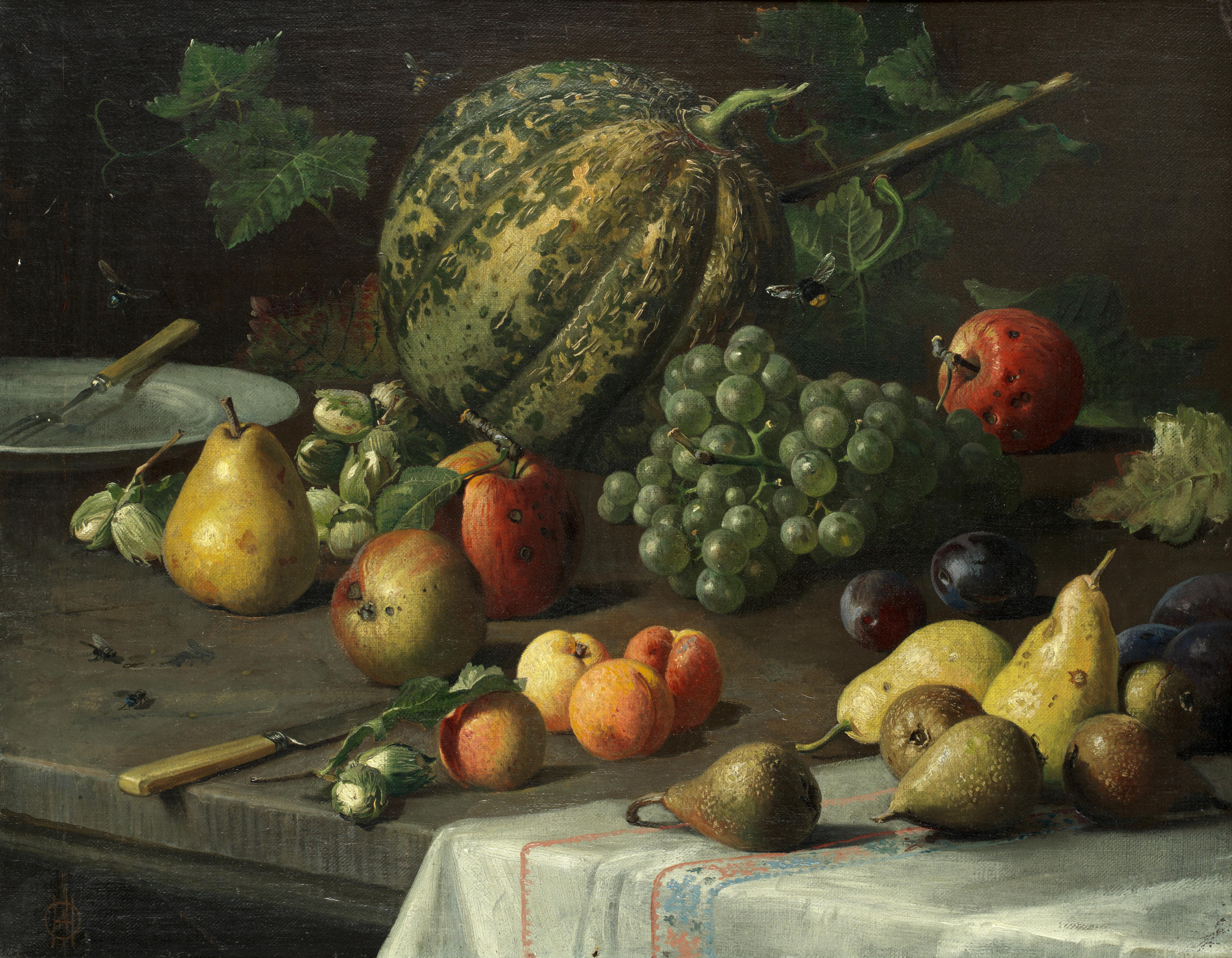 Bonhams : Olaf August Hermansen (Danish, 1849-1897) Nature morte aux fruits