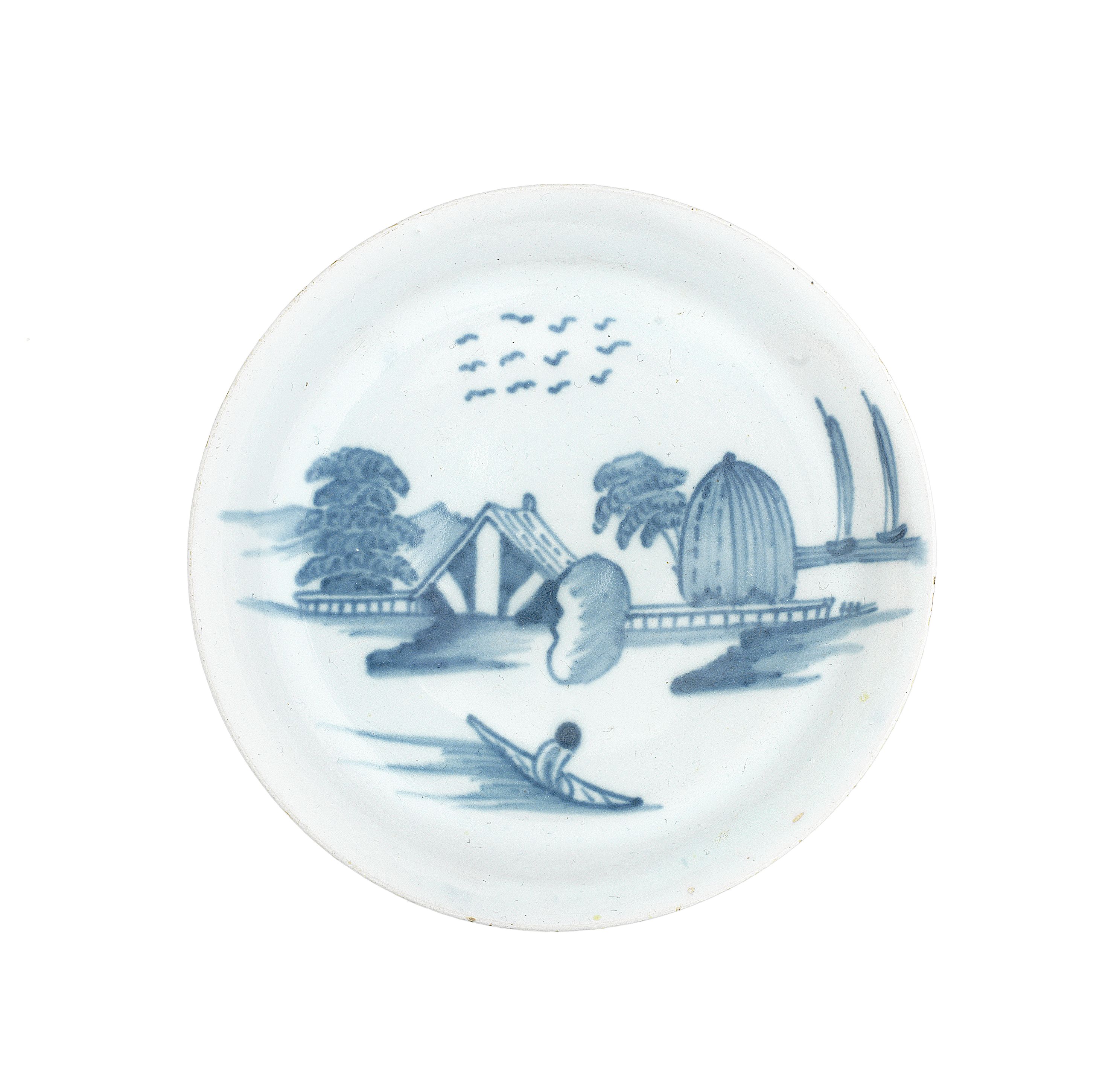 Bonhams : A very rare Liverpool tin-glazed stoneware saucer, circa 1755-60