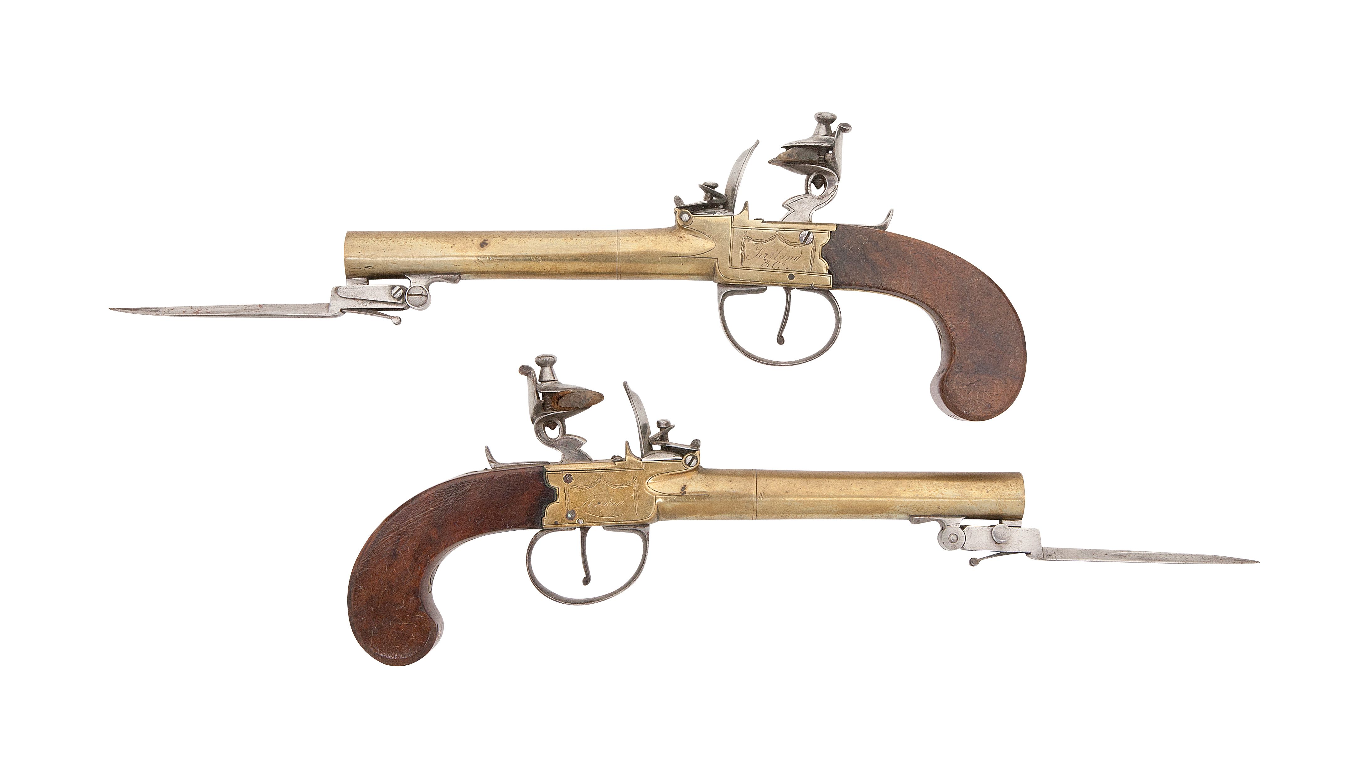 Bonhams : A Pair Of 50-Bore Flintlock Box-Lock Pistols With Spring ...