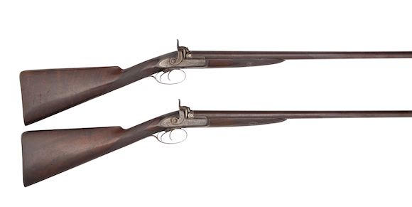 Bonhams : A Fine And Rare Pair Of 14-Bore Percussion Live Pigeon Guns (2)