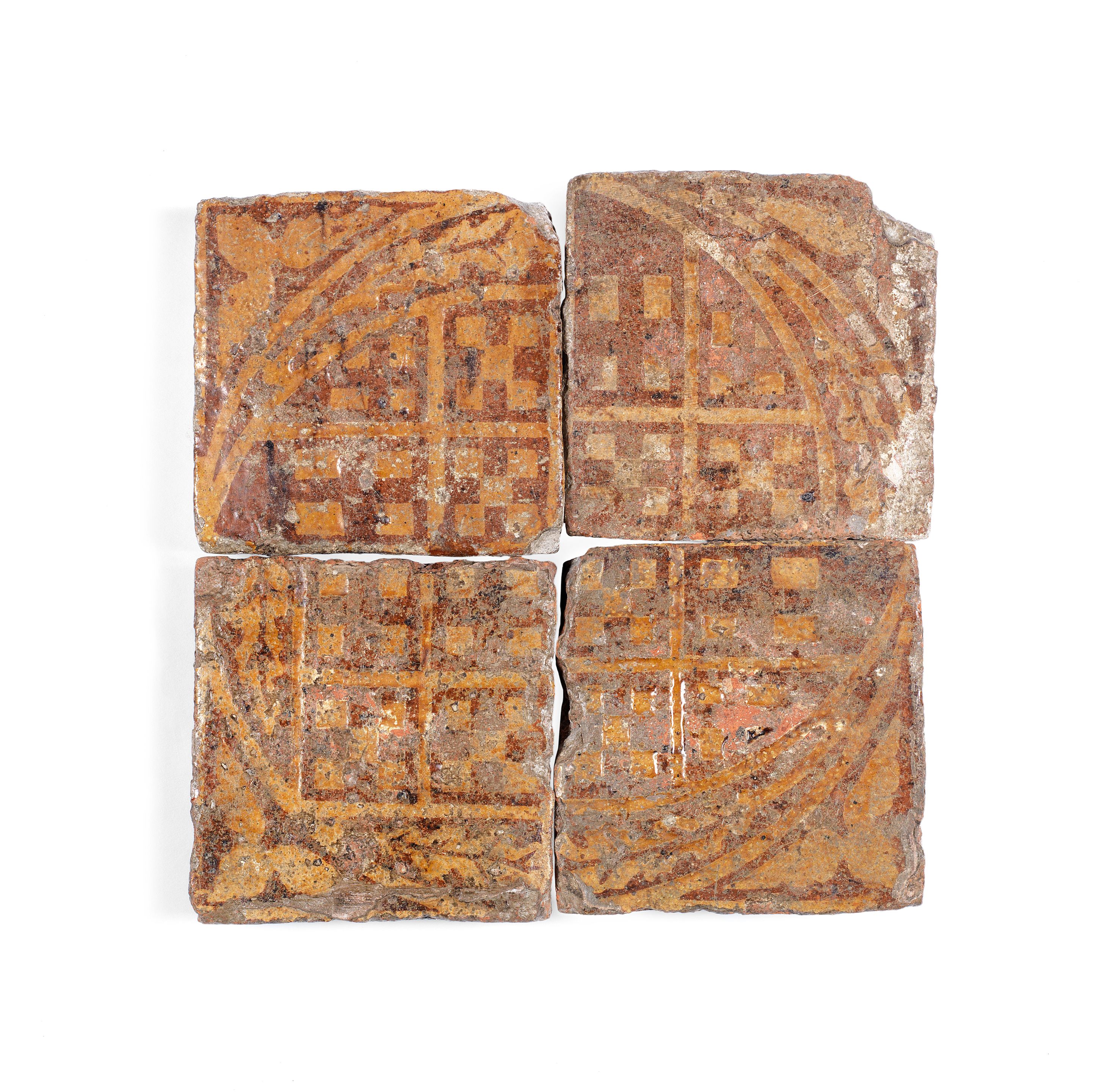 Bonhams : A group of four English medieval tiles that form a circular ...