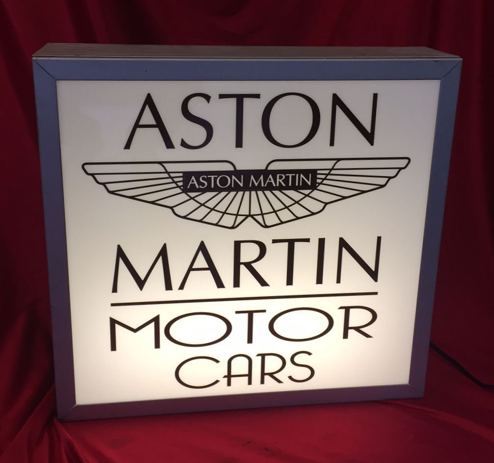Bonhams Cars : An 'Aston Martin Motor Cars' illuminated advertising sign,