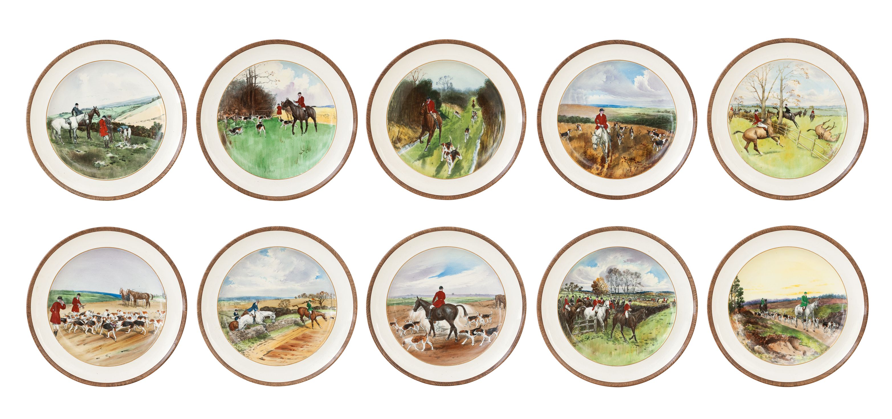 Bonhams : A collection of ten Copeland Spode Hunting series plates ...