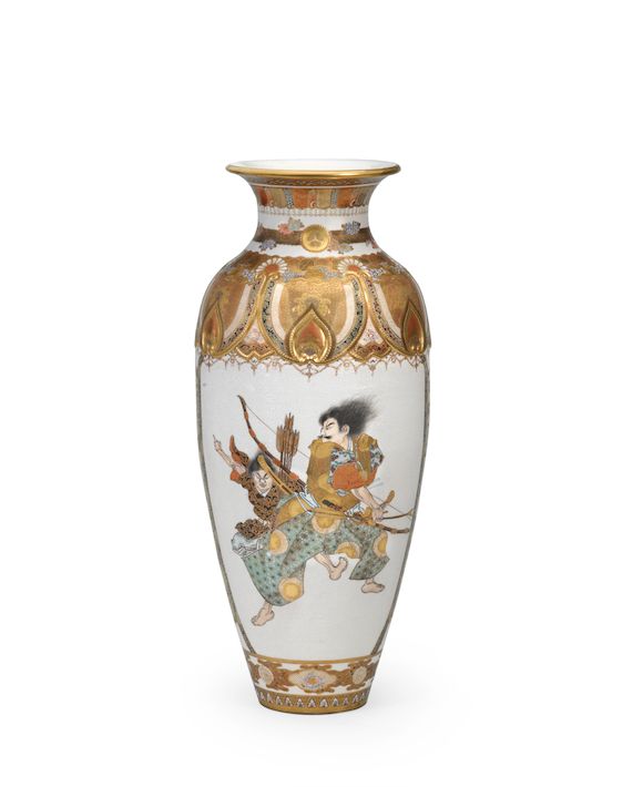 Bonhams : A tall slender ovoid Satsuma vase Meiji era (1868-1912), late ...