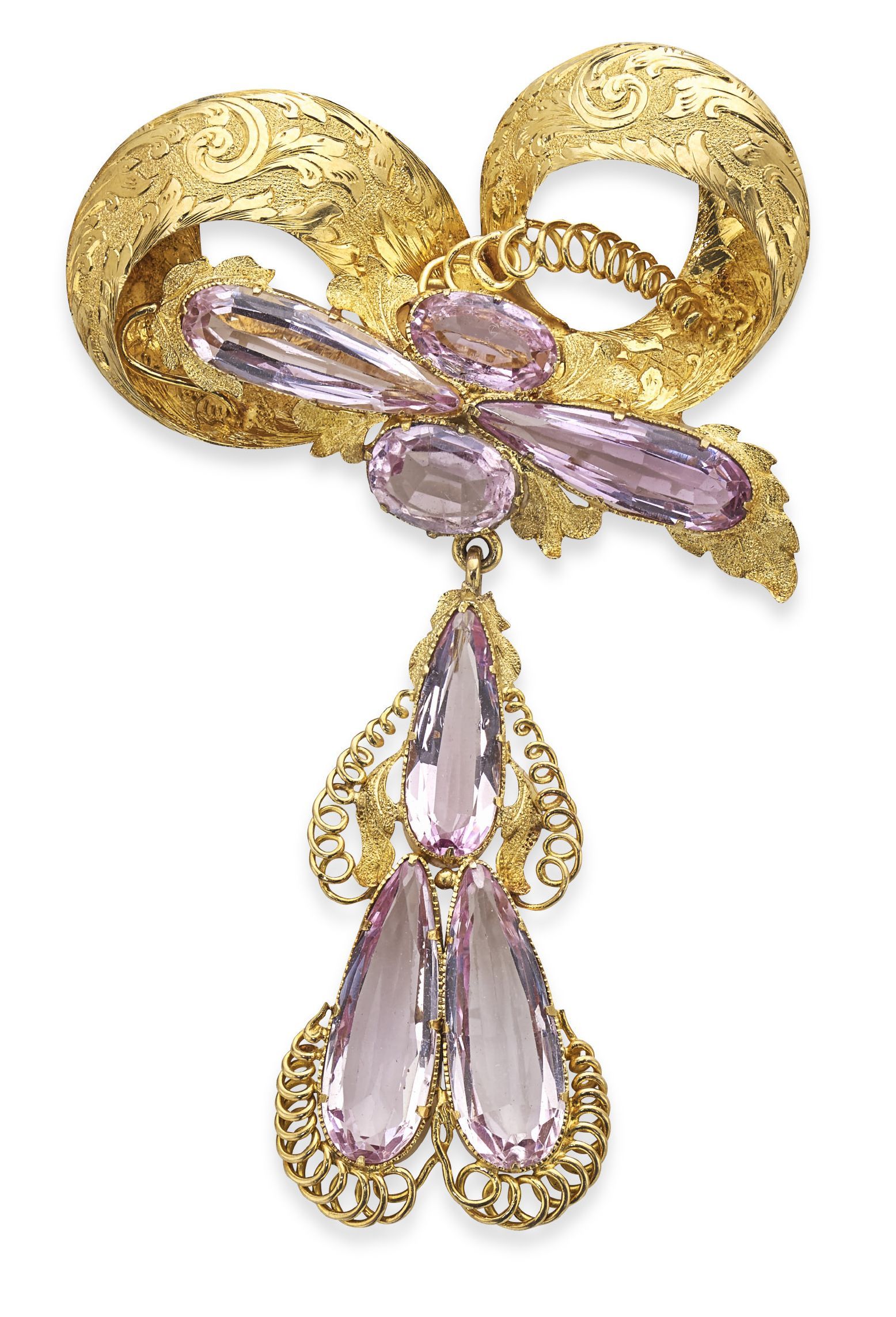 Bonhams : A 19th century pink topaz brooch