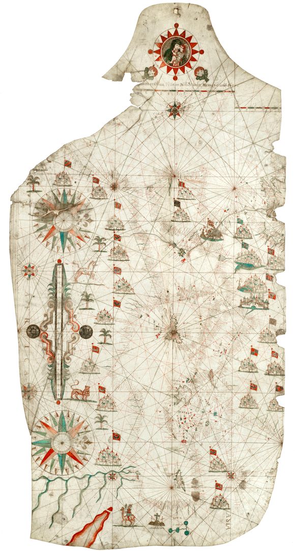 Bonhams : PORTOLAN CHART Portolan chart of the Mediterranean, centred ...