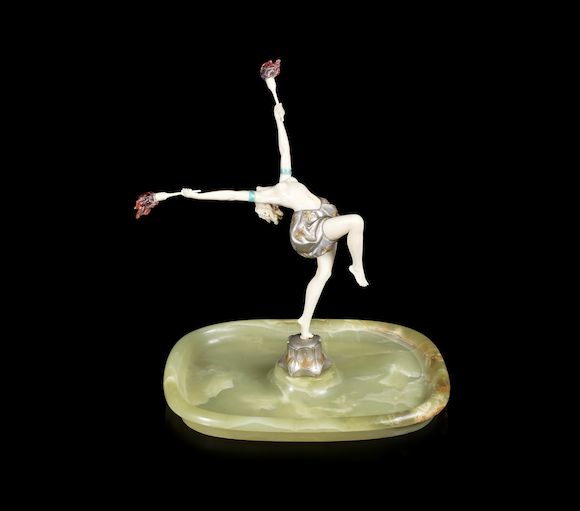 Bonhams : ferdinand preiss 'Torch Dancer' an Art Deco Carved Ivory and ...