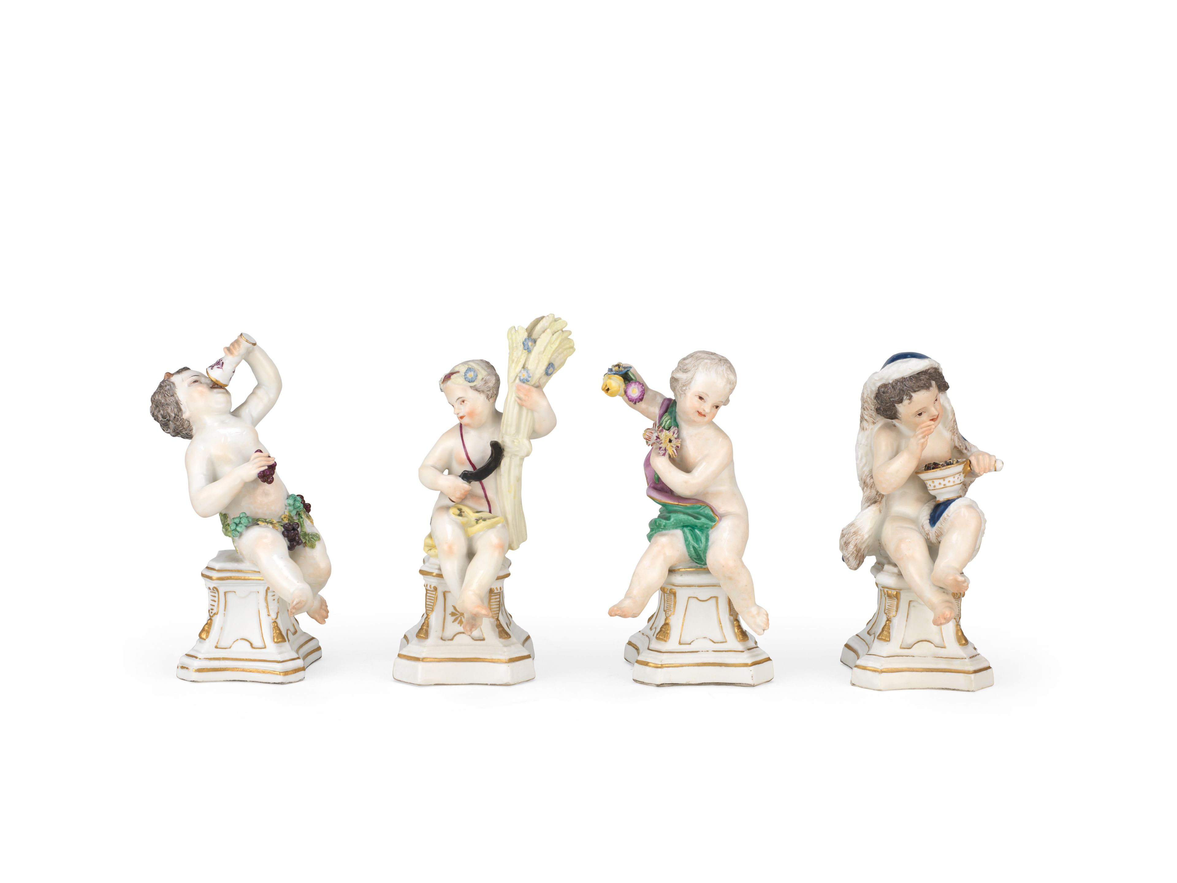 Bonhams : A set of four Meissen figures of putti emblematic of the Four ...