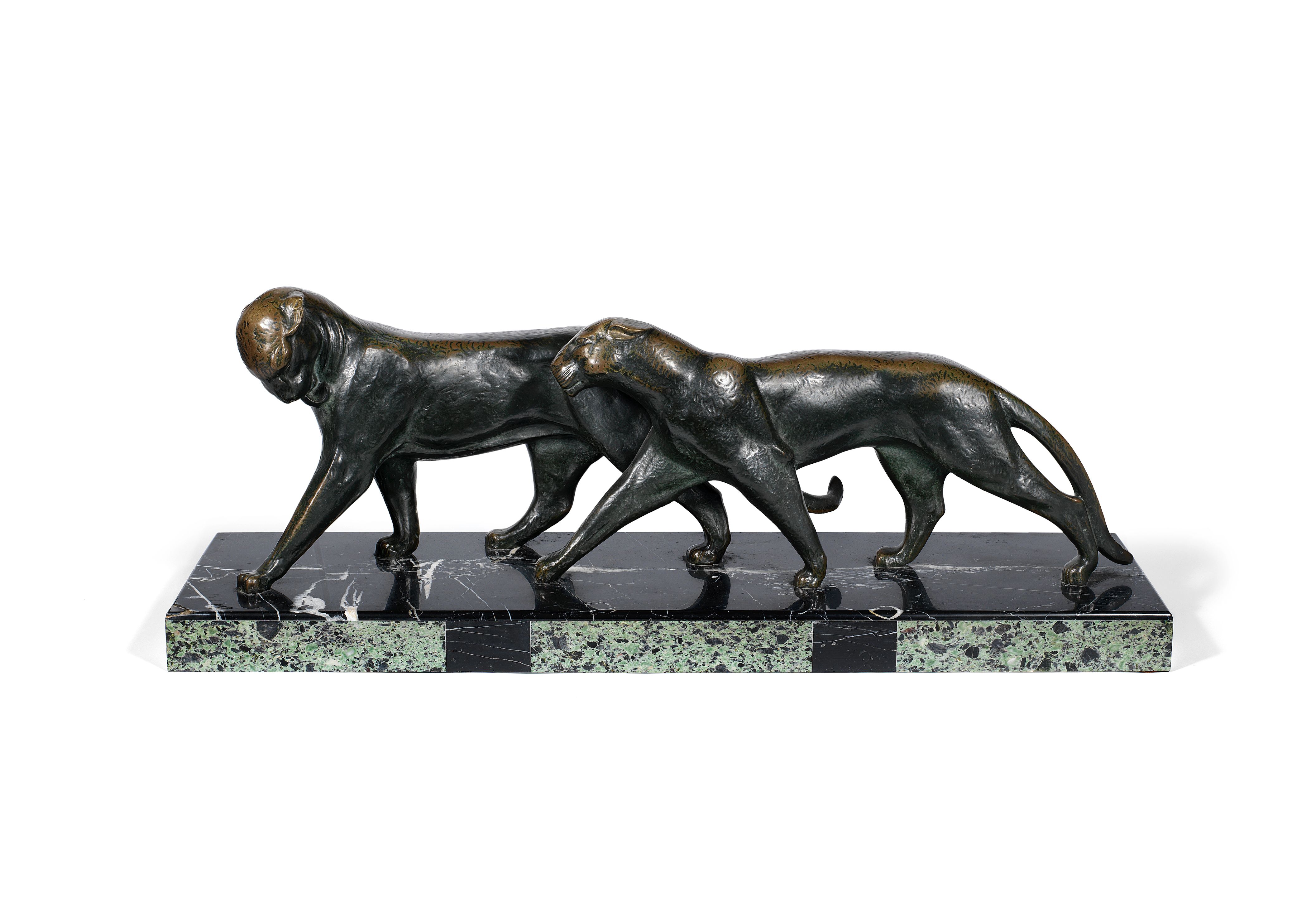 Bonhams : Michel Decoux A Substantial Art Deco Patinated Bronze Panther ...