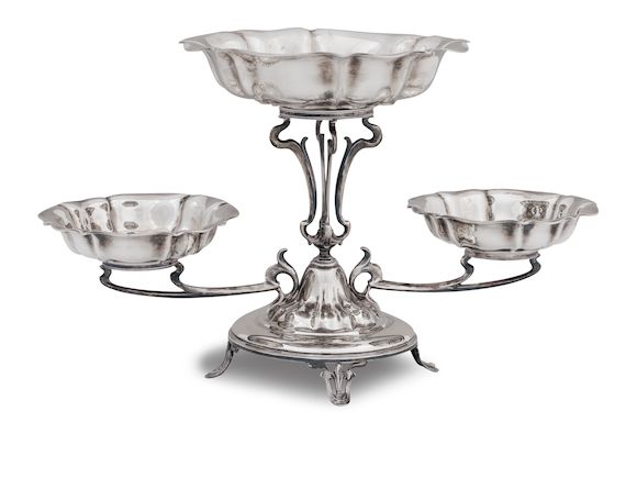 Bonhams : An Art Nouveau silver epergne by H.Atkins, Sheffield 1907