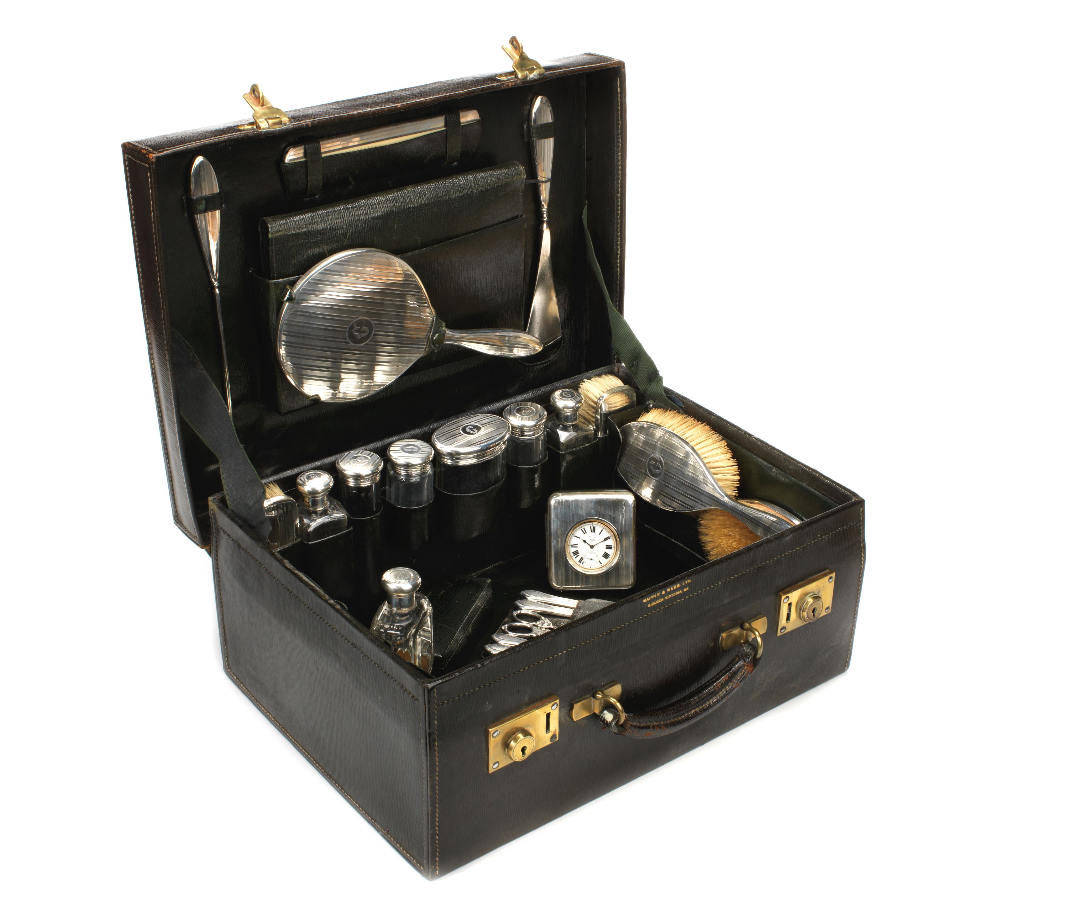 Bonhams Cars : A fine leather-cased gentleman's vanity set with ...