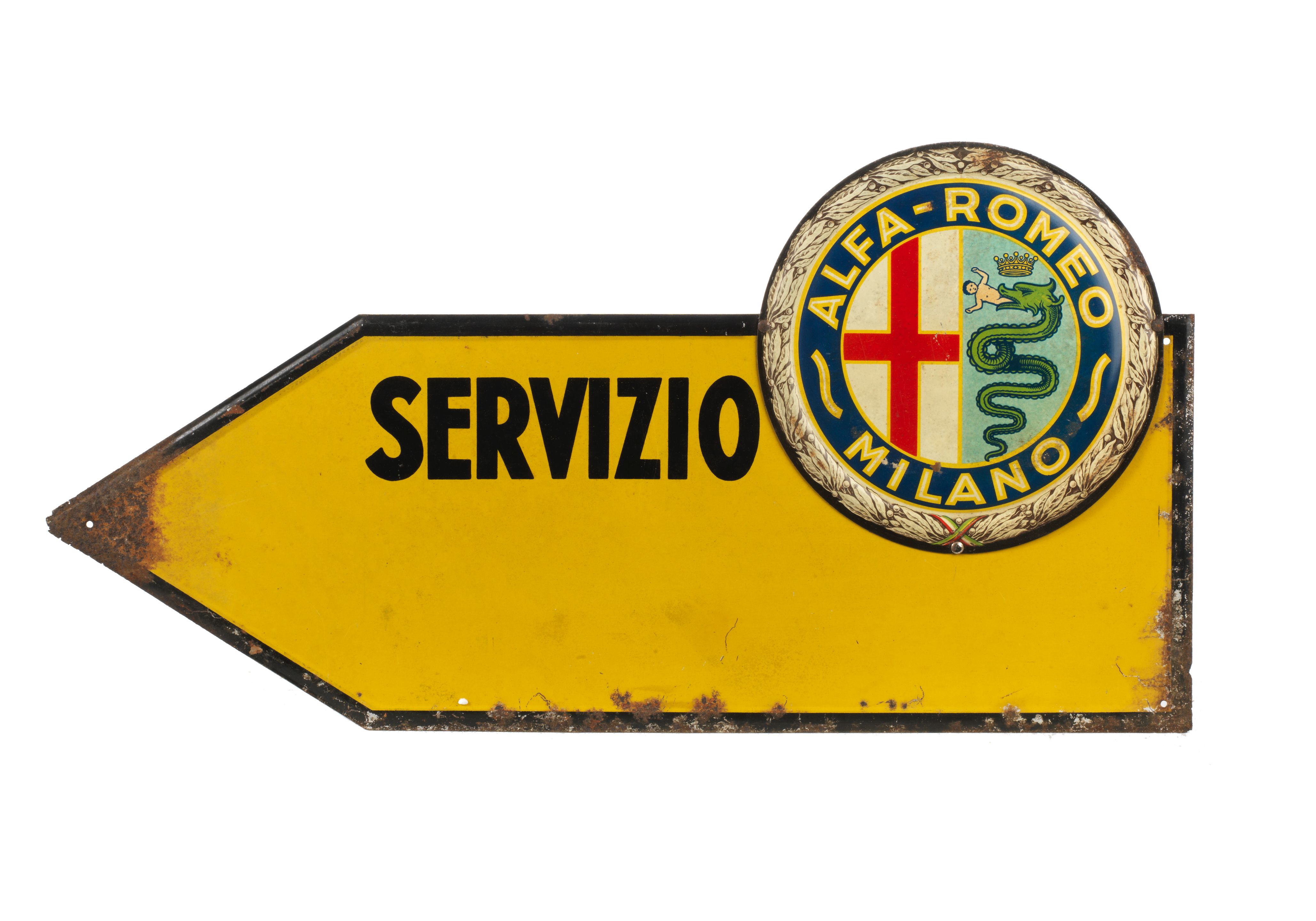 Bonhams Cars : An 'Alfa Romeo Servizio' tin sign, circa 1940,