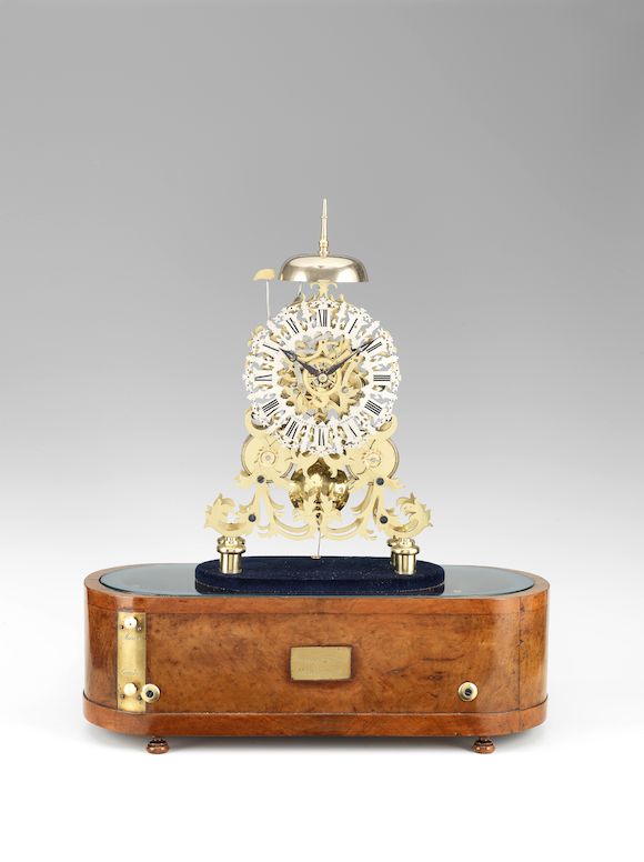 Bonhams : A rare 19th striking skeleton clock with a Nicole Freres four ...