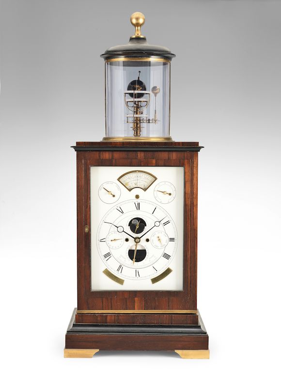 Bonhams : A LARGE DOUBLE DIALLED ASTRONOMICAL TABLE CLOCK WITH ...