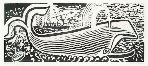 Bonhams : Edward Bawden R.A. (British, 1903-1989) Jonah's Whale Linocut ...