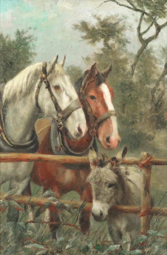 Bonhams : William Weekes (British, active 1864-1904) Farmyard gossip;