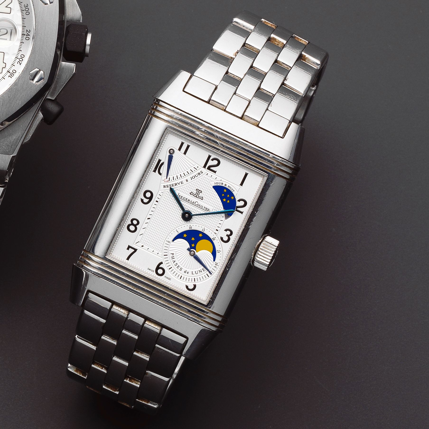 Bonhams : Jaeger-LeCoultre. A stainless steel manual wind reversible ...