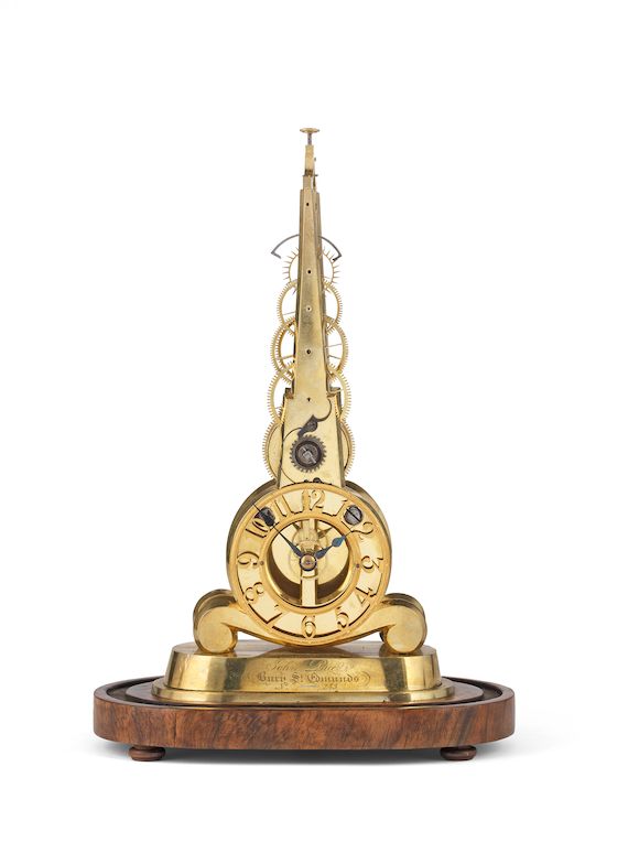 Bonhams : A good and rare mid 19th century skeleton timepiece with ...