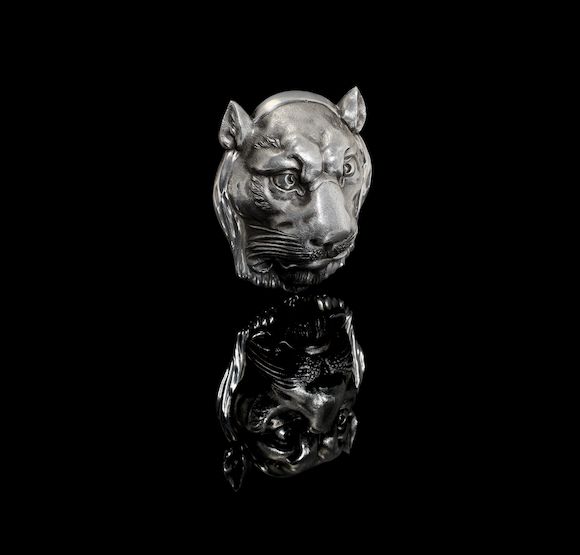Bonhams : A spectacular silver model of a leopard's head, representing ...
