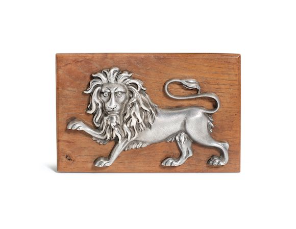 Bonhams : A silver model of a lion passant regardant, representing the ...