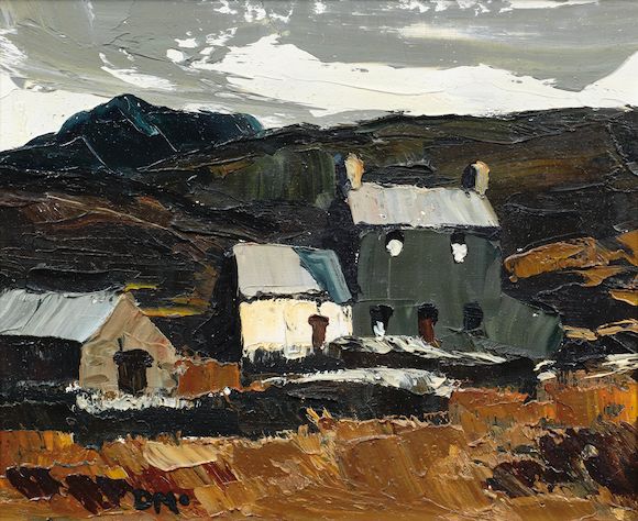 Bonhams : Donald McIntyre (British, 1923-2009) Cottage and barn in a ...