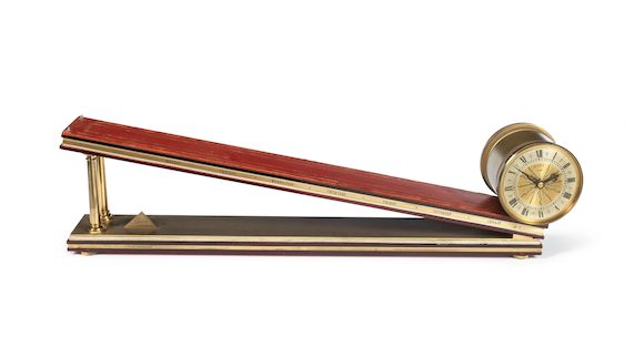 Bonhams : A 20th century brass inclined plane clockthe dial, case and ...