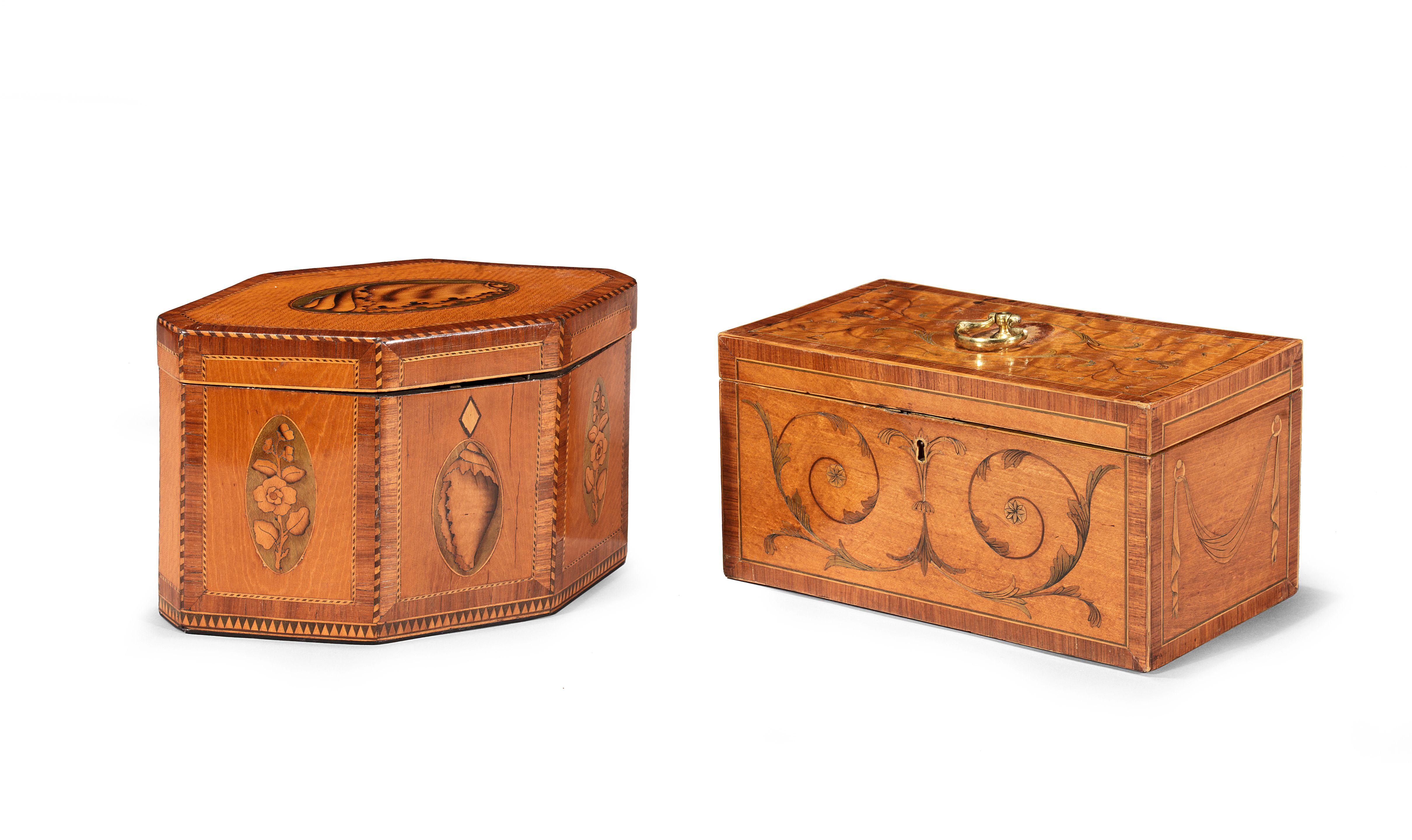Bonhams : Two George III satinwood, tulipwood crossbanded and fruitwood ...