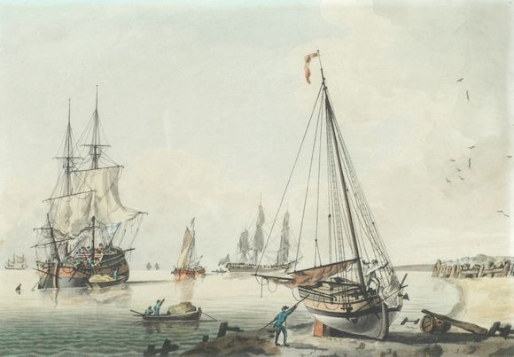 Bonhams : Robert Cleveley (British, 1747-1809) A beached hoy with ...