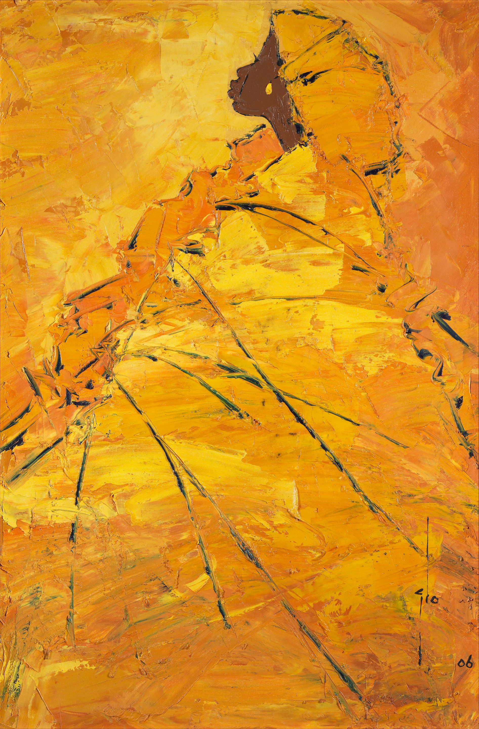 Bonhams : Ablade Glover (Ghanaian, born 1934) Orange Profile II