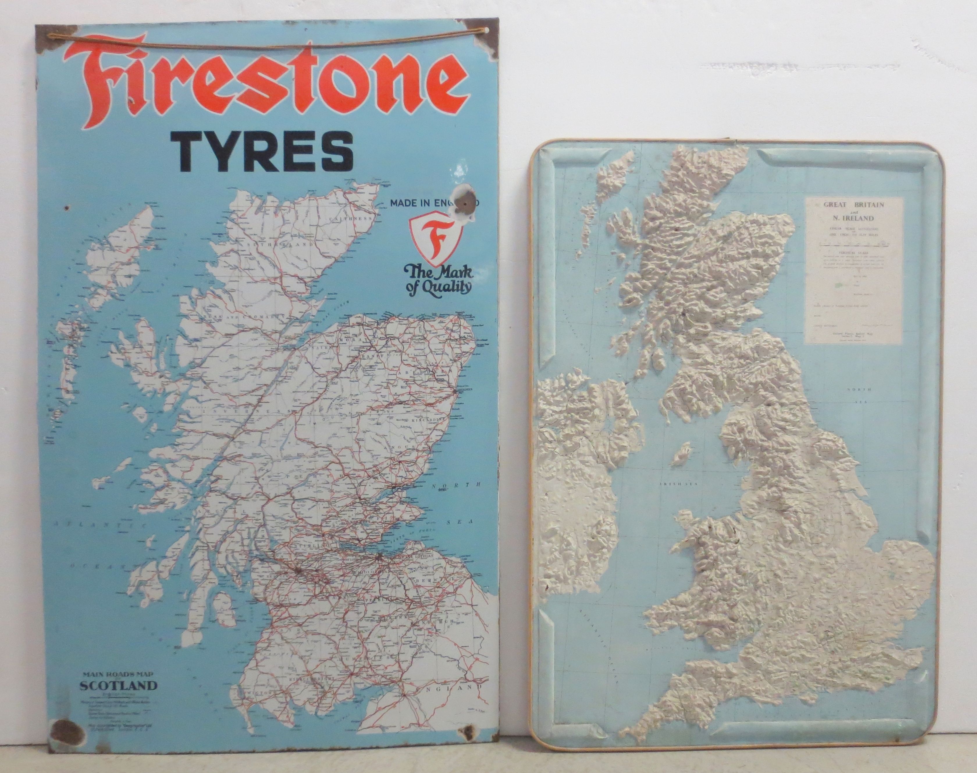 Bonhams Cars : A Firestone Tyres 'Main Roads Map of Scotland' enamel ...