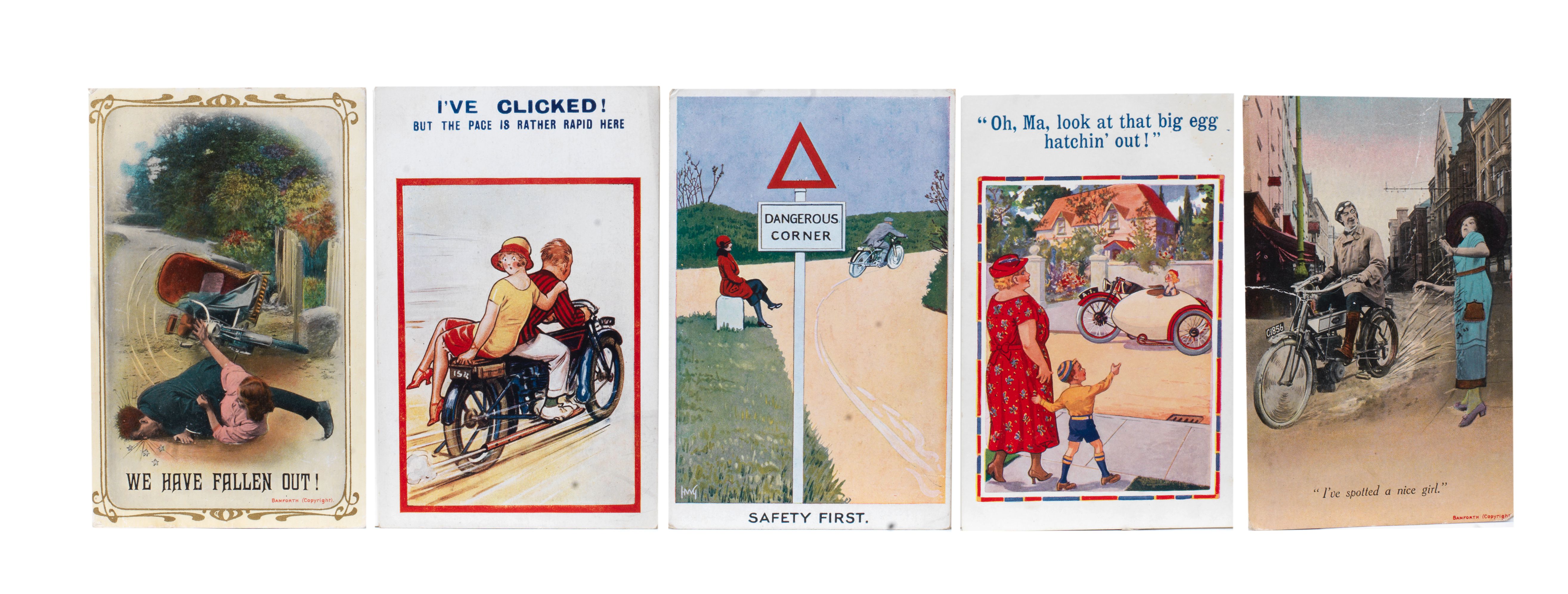 Bonhams Cars : A superb collection of motorcycle themed postcards ...