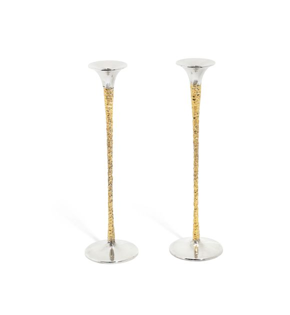 Bonhams : STUART DEVLIN: A pair of silver and silver-gilt candlesticks ...
