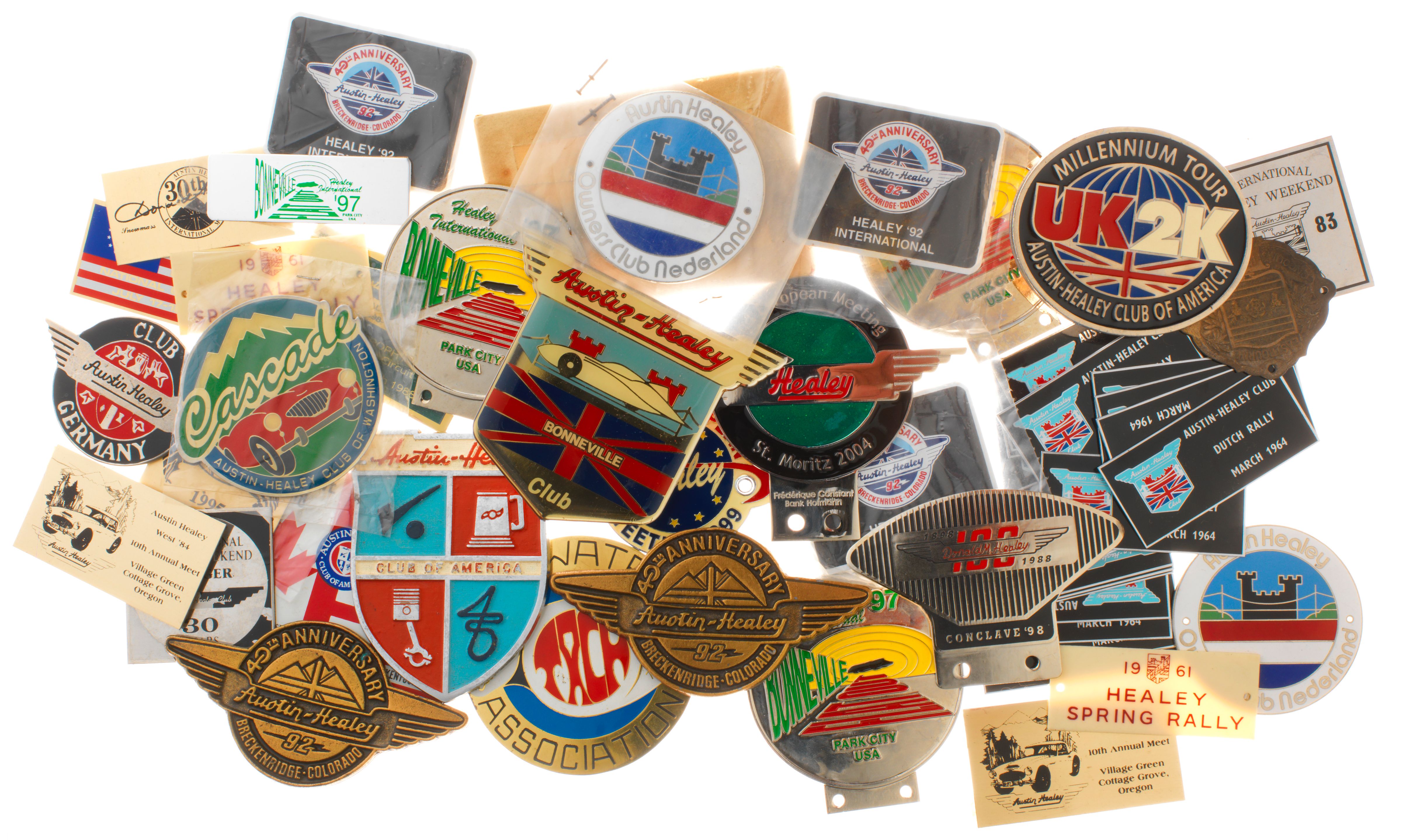 Bonhams Cars : A collection of Healey club car badges and rally plaques,