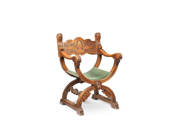 Bonhams : A Renaissance-Revival walnut savonarola chair, in the 16th ...