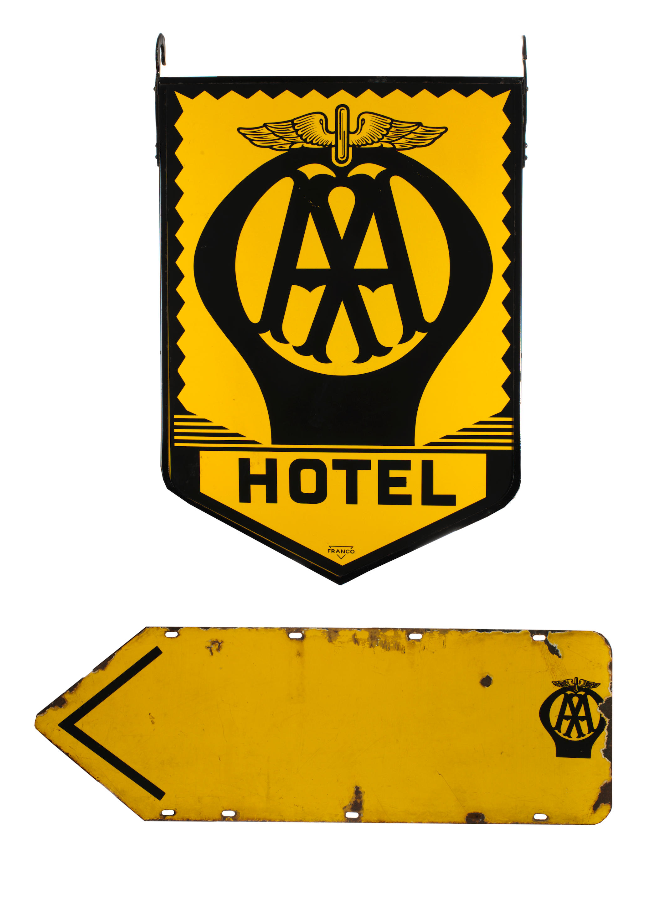 Bonhams Cars : An AA Hotel enamel sign by Franco, ((2))