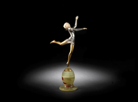 Bonhams An Art Deco Silvered And Gilded Bronze And Carved Ivory Model Of A Dancer By Stefan